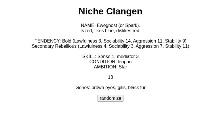 Niche Clangen ― Perchance Generator