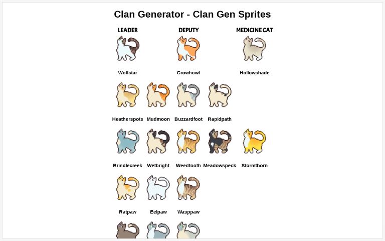 Clan Generator - Clan Gen Sprites