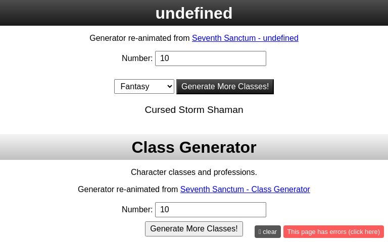 Class Generator - Re-animated from Seventh Sanctum