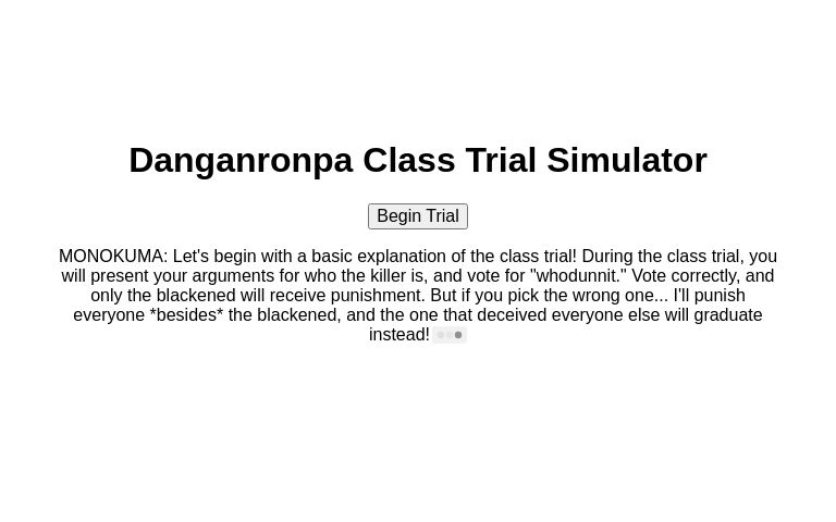 Danganronpa Class Trial Simulator ― Perchance Generator