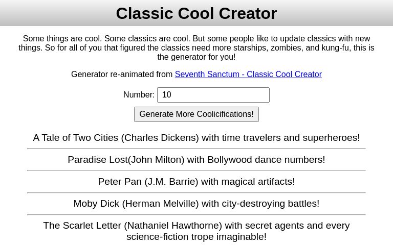 Classic Cool Creator - Re-animated from Seventh Sanctum ― Perchance ...