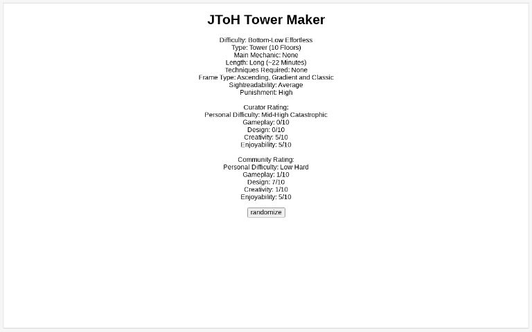 JToH Tower Maker ― Perchance Generator