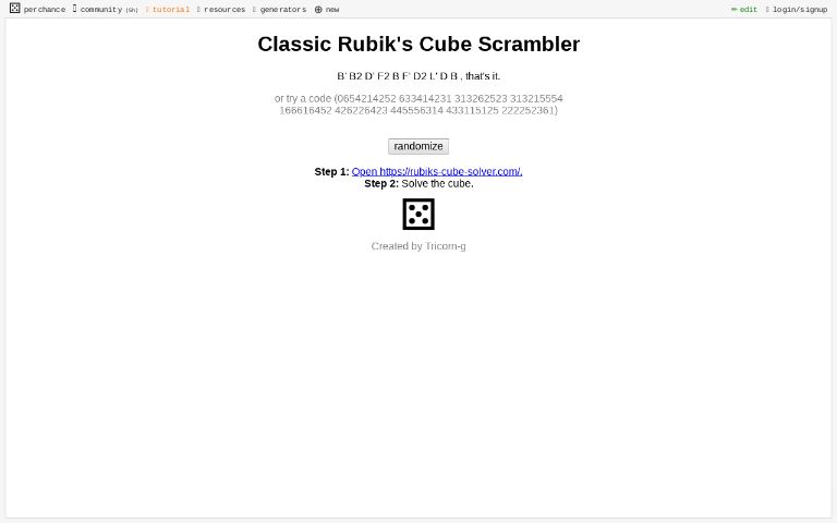 Classic Rubik's Cube Scrambler ― Perchance Generator