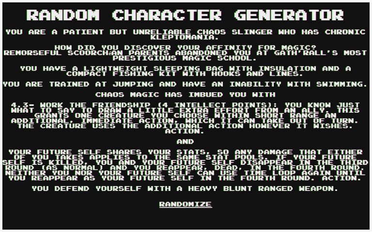 Random Character Generator