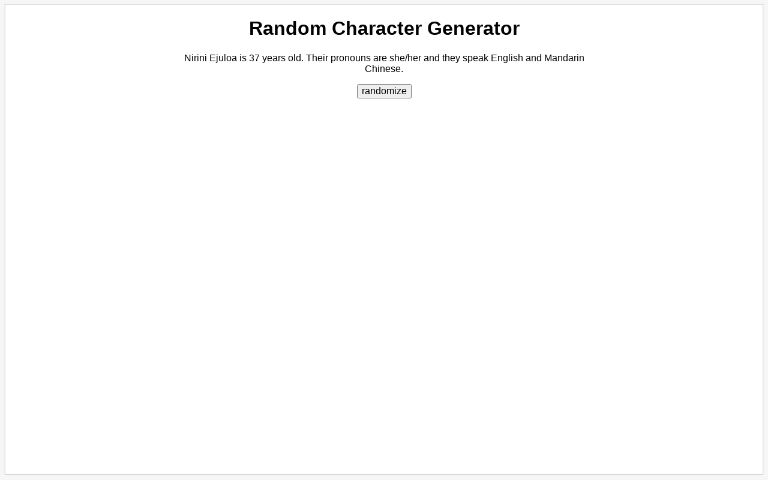 Random Character Generator