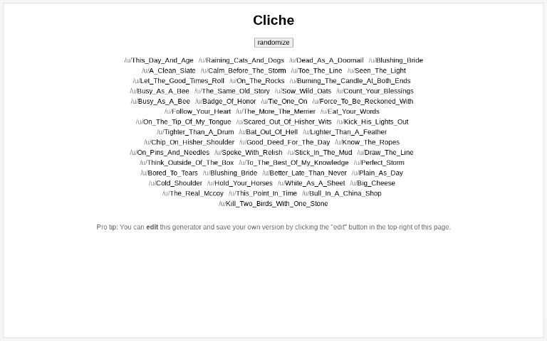 Cliche ― Perchance Generator