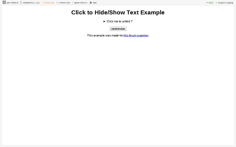 Click to Hide/Show Text Example ― Perchance Generator