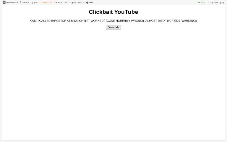 Clickbait YouTube ― Perchance Generator