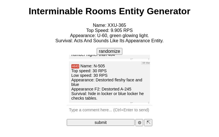Interminable Rooms Entity Generator