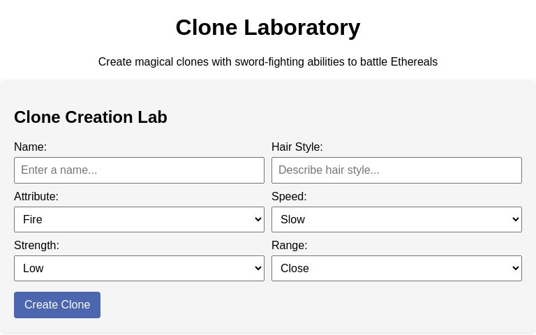 Clone Laboratory ― Perchance Generator