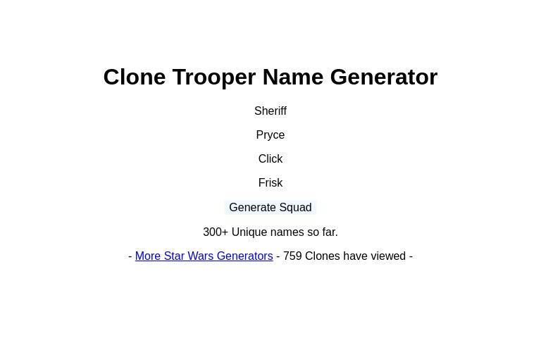 Clone Trooper Name Generator