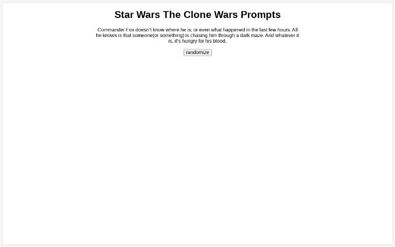 Star Wars The Clone Wars Prompts ― Perchance Generator