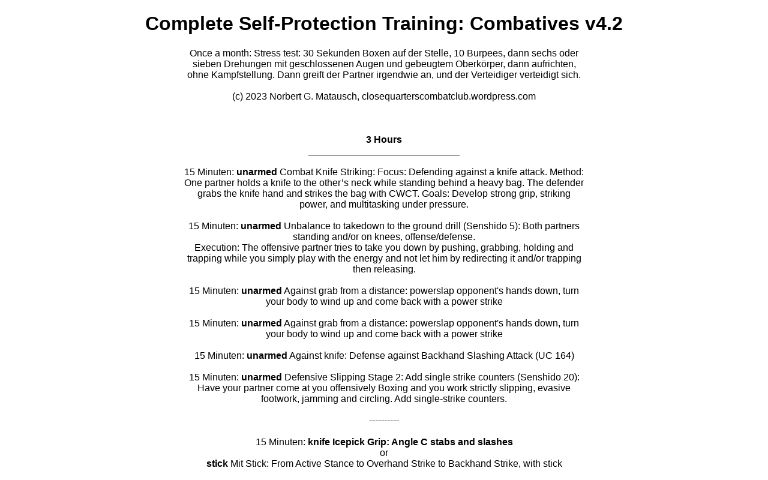Complete Self-Protection Training: Combatives v4.2 ― Perchance Generator