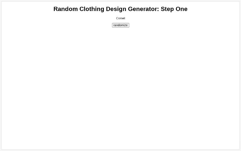 Random Clothing Design Generator: Step One