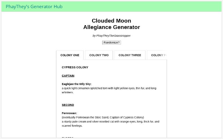 Clouded Moon Allegiance Generator