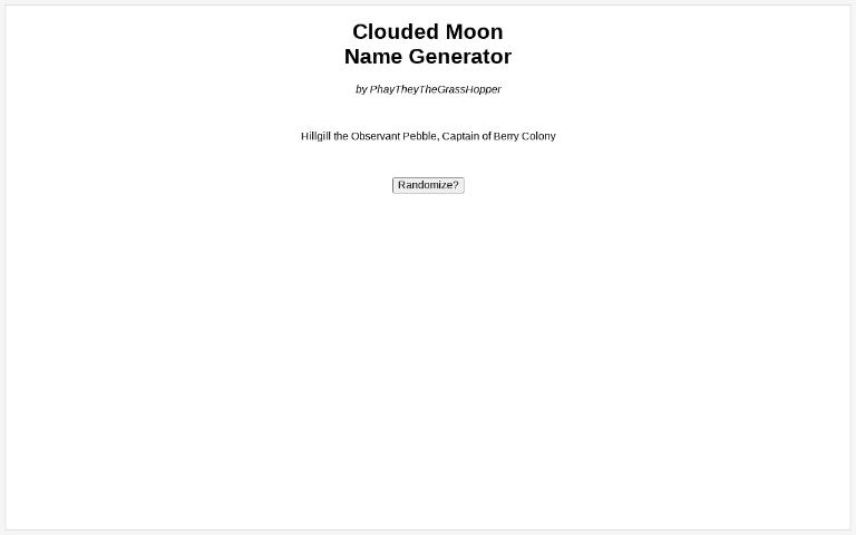 Clouded Moon Name Generator