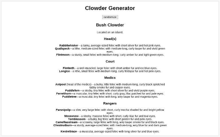 Clowder Generator