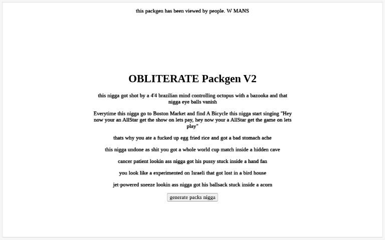 OBLITERATE Packgen V2 ― Perchance Generator