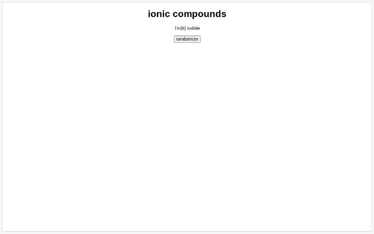 ionic compounds ― Perchance Generator