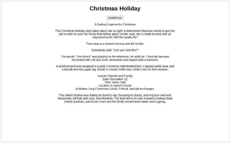 Christmas Holiday ― Perchance Generator