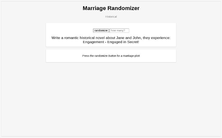 Marriage Randomizer ― Perchance Generator