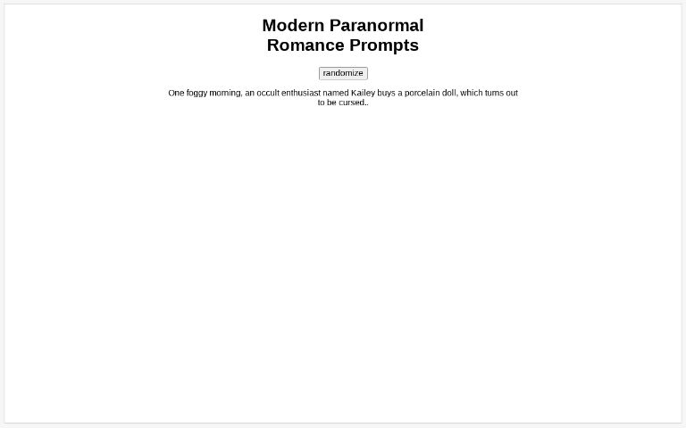 Modern Paranormal Romance Prompts ― Perchance Generator