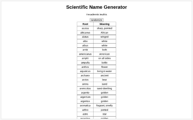Scientific Name Generator