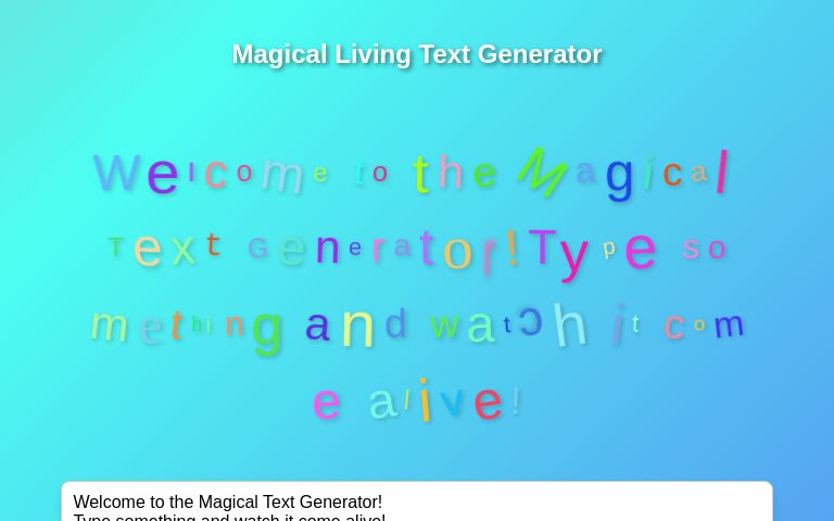Magical Living Text Generator