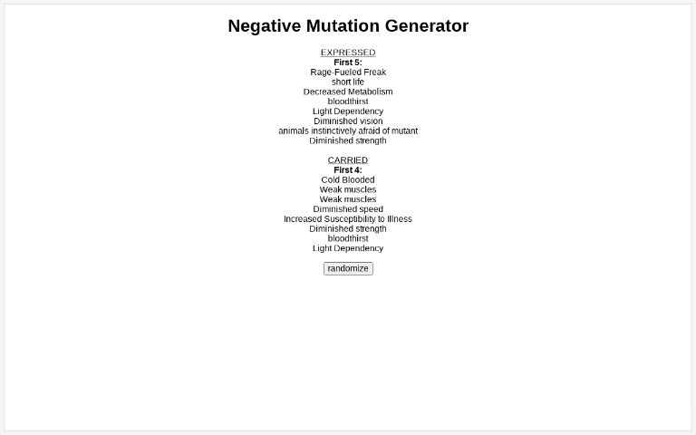 Negative Mutation Generator