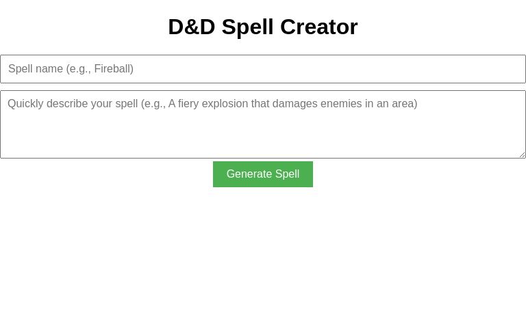 D&D Spell Creator ― Perchance Generator