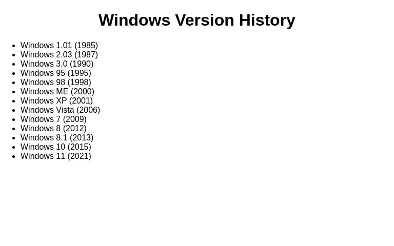 Windows Version History ― Perchance Generator