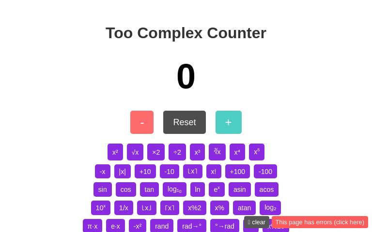 Too Complex Counter ― Perchance Generator