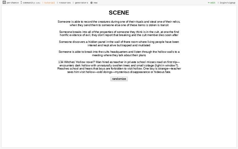 SCENE ― Perchance Generator