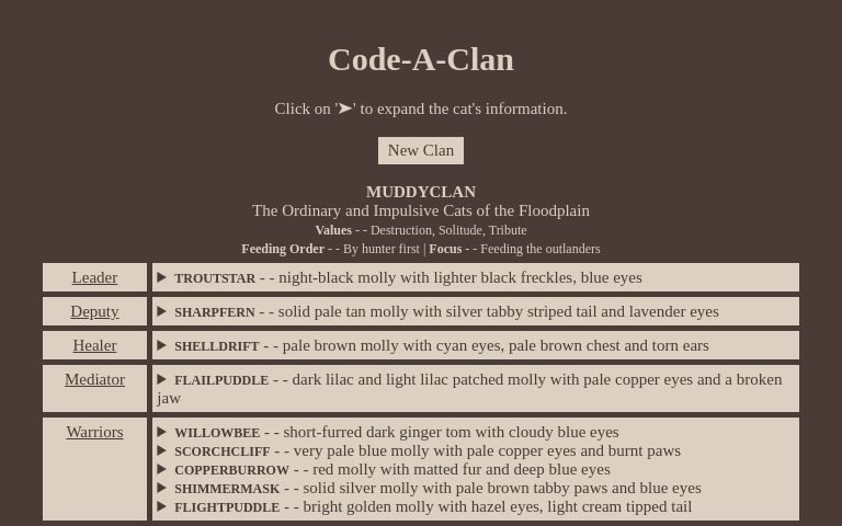 Code-A-Clan ― Perchance Generator