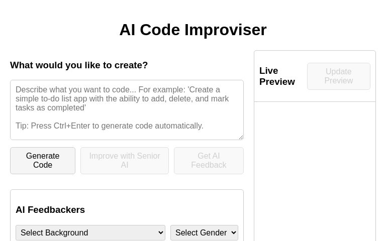 AI Code Improviser ― Perchance Generator