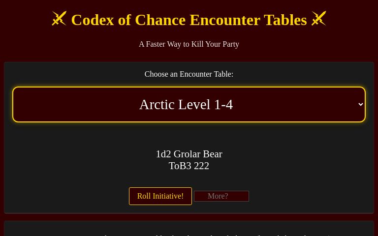 Codex of Chance Encounter Tables ― Perchance Generator