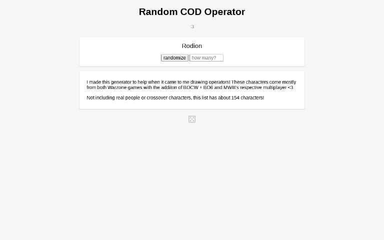 Random COD Operator ― Perchance Generator