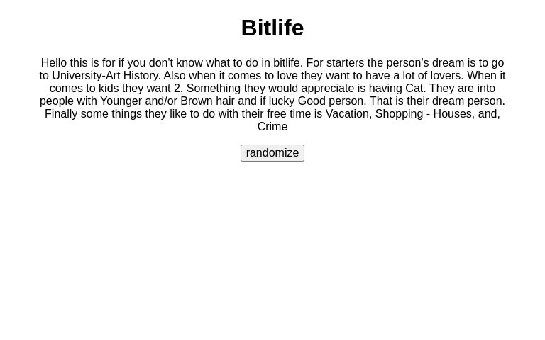 Bitlife ― Perchance Generator
