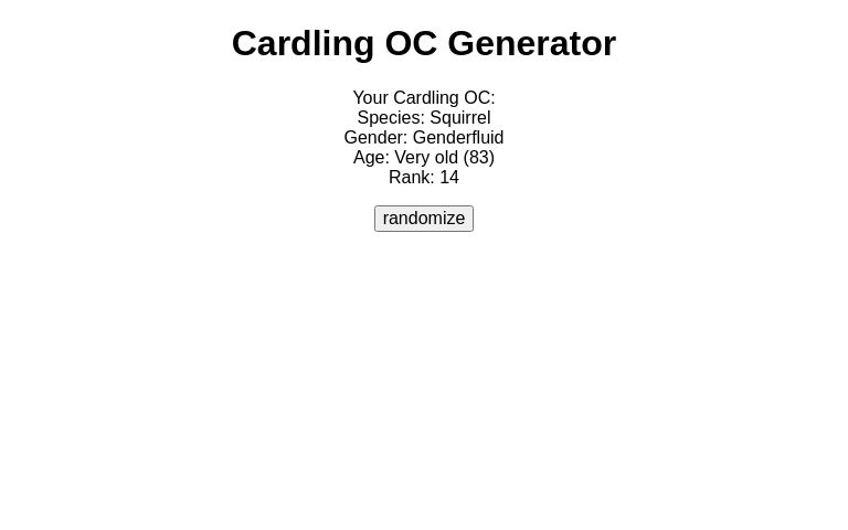 Cardling OC Generator