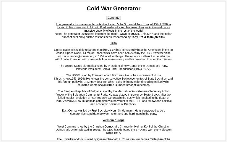 Cold War Generator