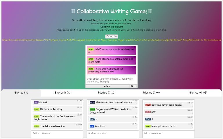 🏼 Collaborative Writing Game! 🏼 ― Perchance Generator