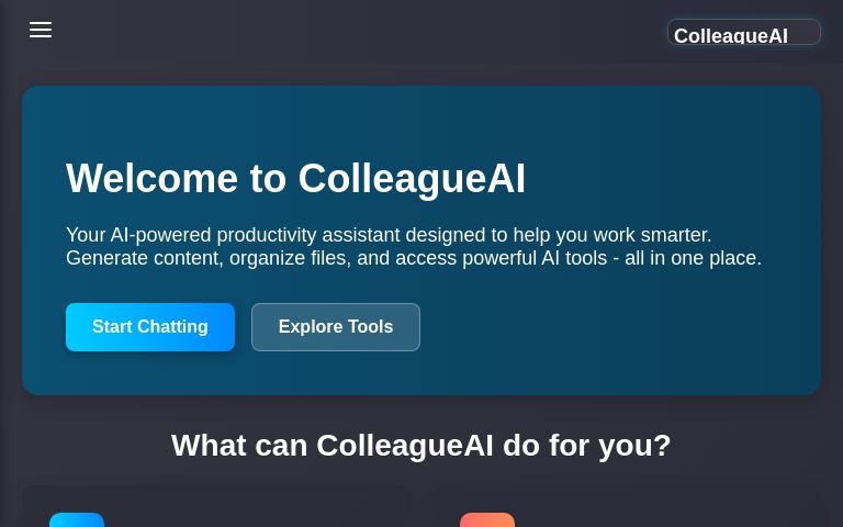 Welcome to ColleagueAI ― Perchance Generator