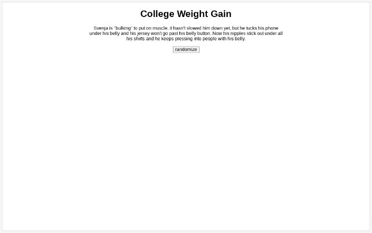 College Weight Gain ― Perchance Generator