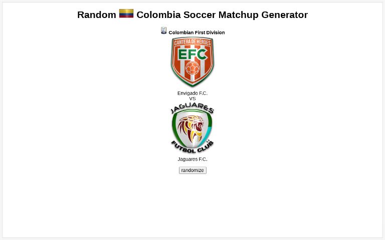 Random Colombia Soccer Matchup Generator