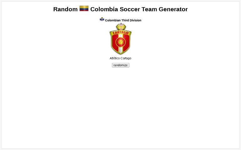 Random Colombia Soccer Team Generator