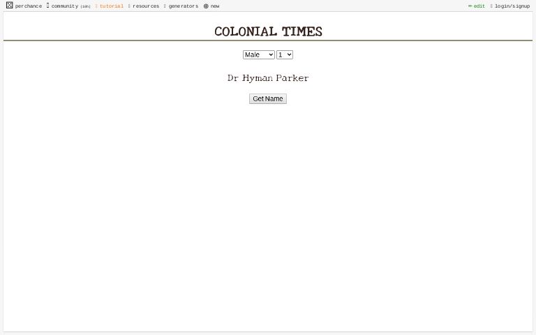 Colonial Times ― Perchance Generator