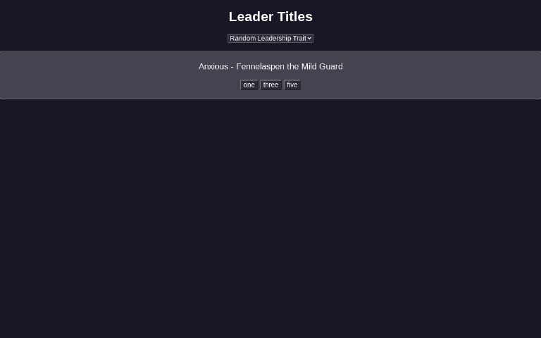 Leader Titles ― Perchance Generator
