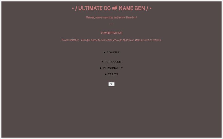 ULTIMATE CC NAME GEN / •