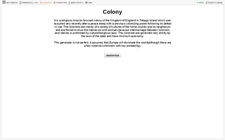 Colony ― Perchance Generator