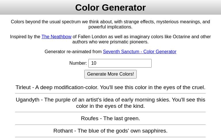 Color Generator - Re-animated from Seventh Sanctum